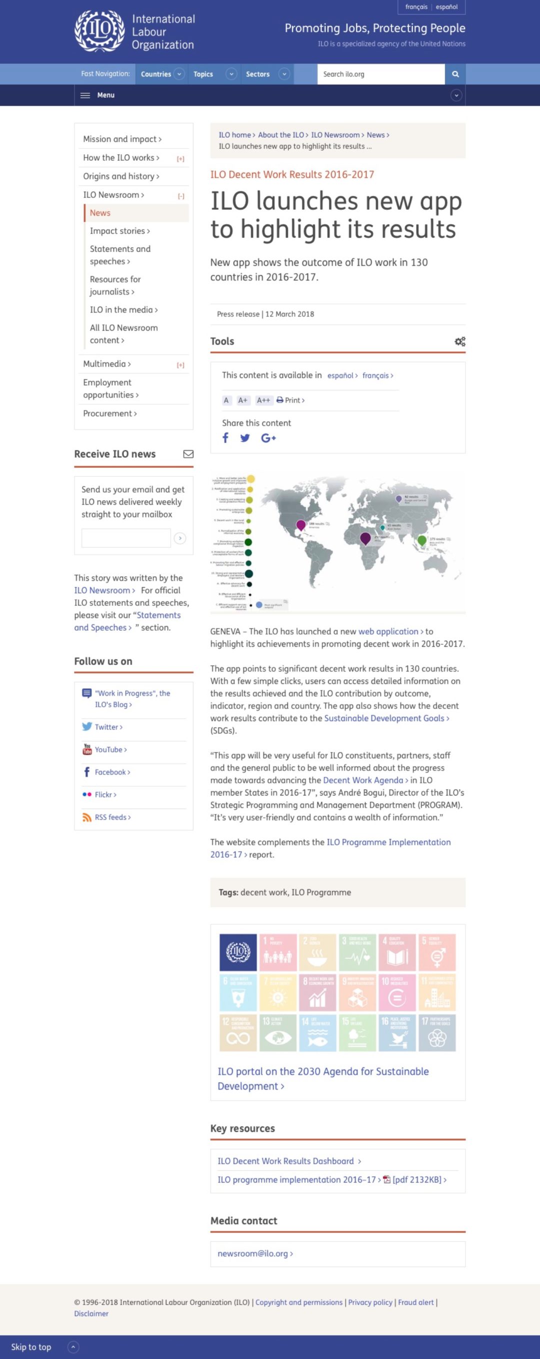ILO launches new app to highlight its results | Journal Christus Liberat